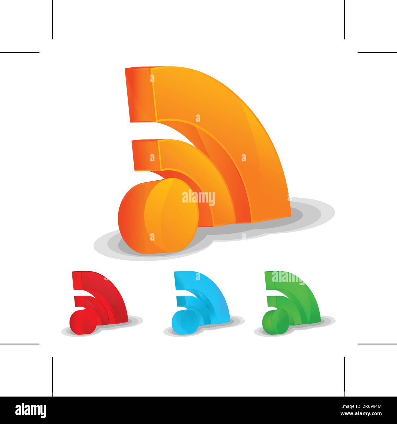 illustration of rss feed icon set on isolated background Stock Vector ...