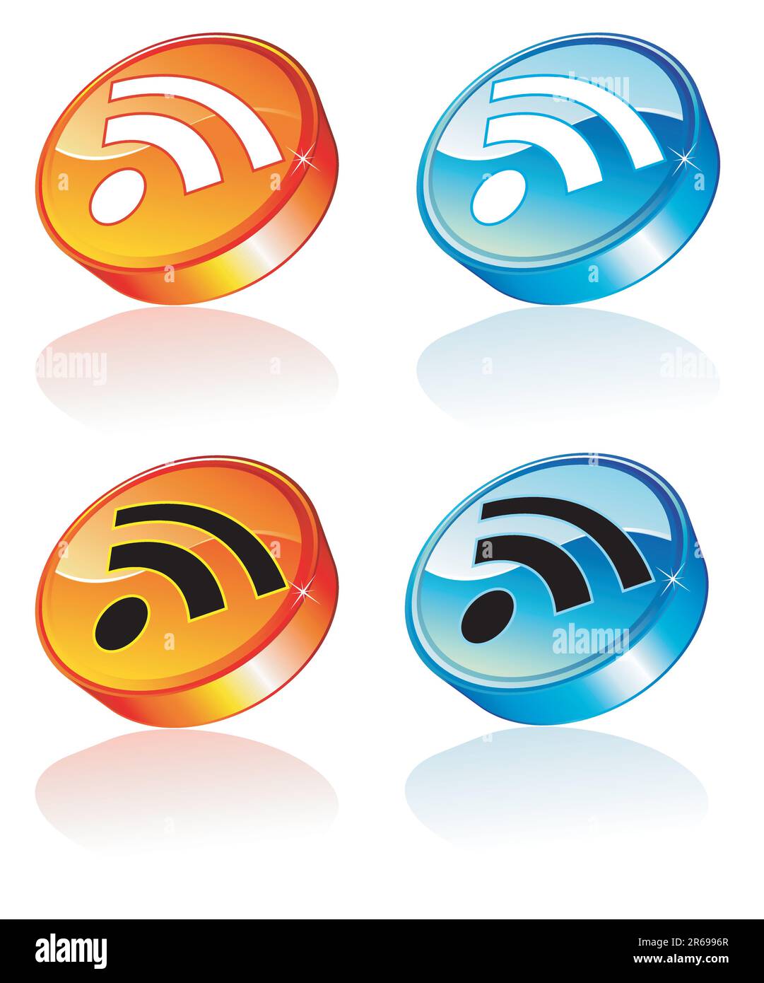 Icon rss glossy button hi-res stock photography and images - Alamy