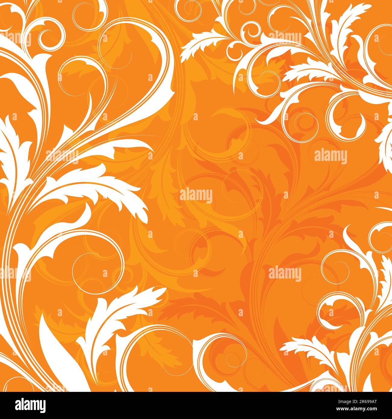 Orange background with abstract branch and leaves Stock Vector Image ...
