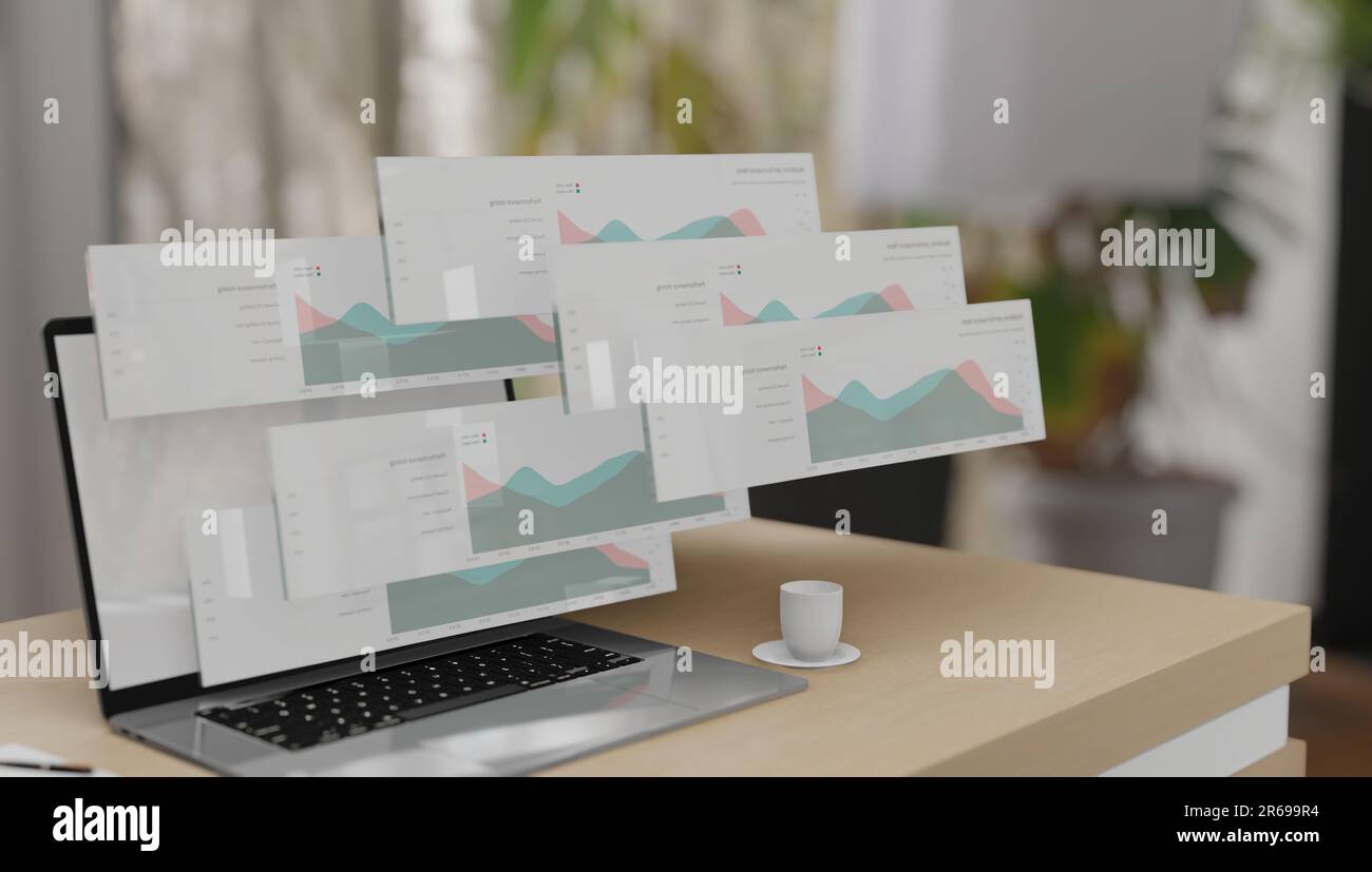 illustration of application or software exit, as business graph ...