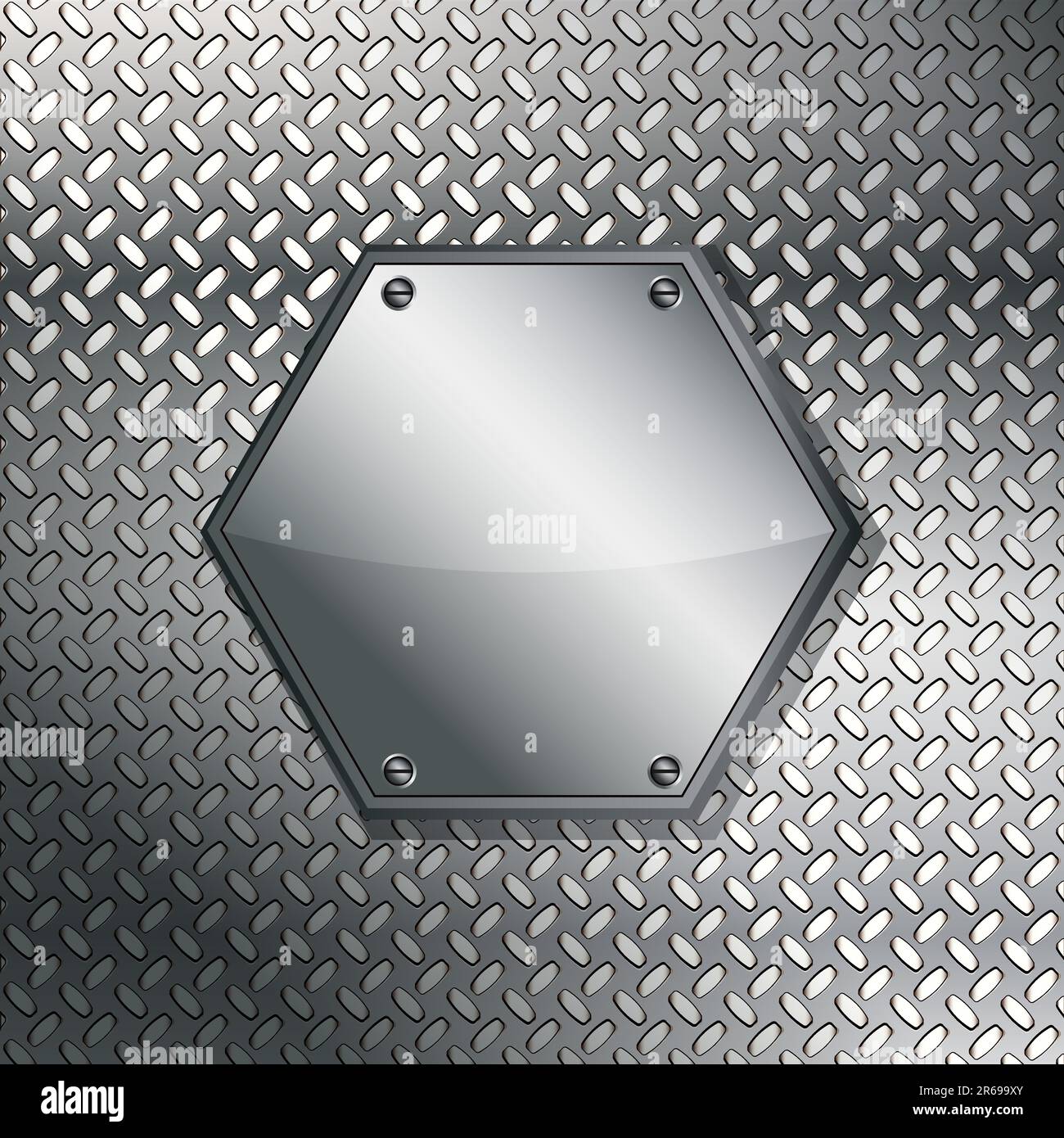 Fluted metal texture with hexagonal label. Vector Illustration Stock ...