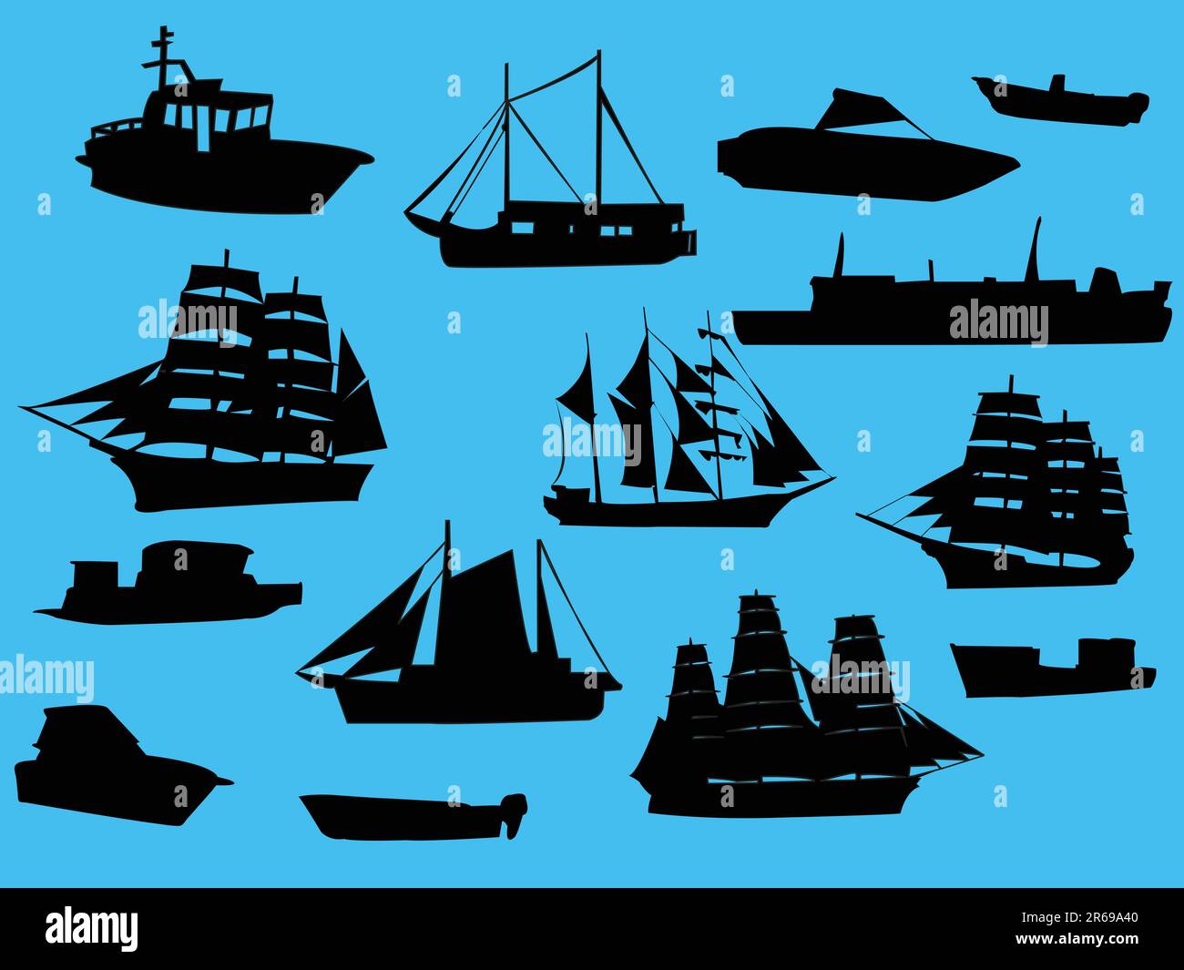 collection of ships silhouette - vector Stock Vector Image & Art - Alamy