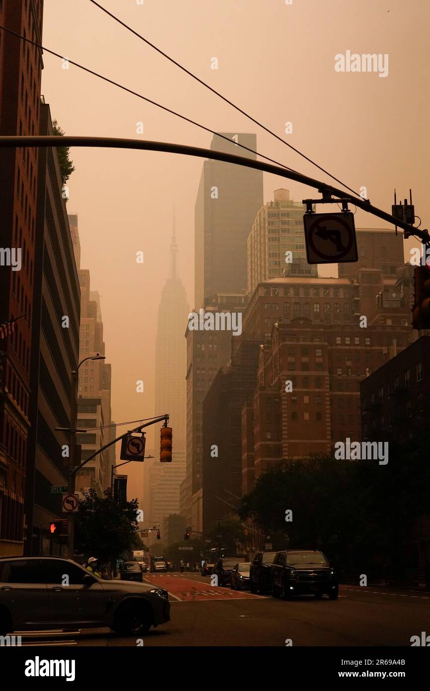 New York, New York, USA. 07th June, 2023. Thick plume of Canadian ...