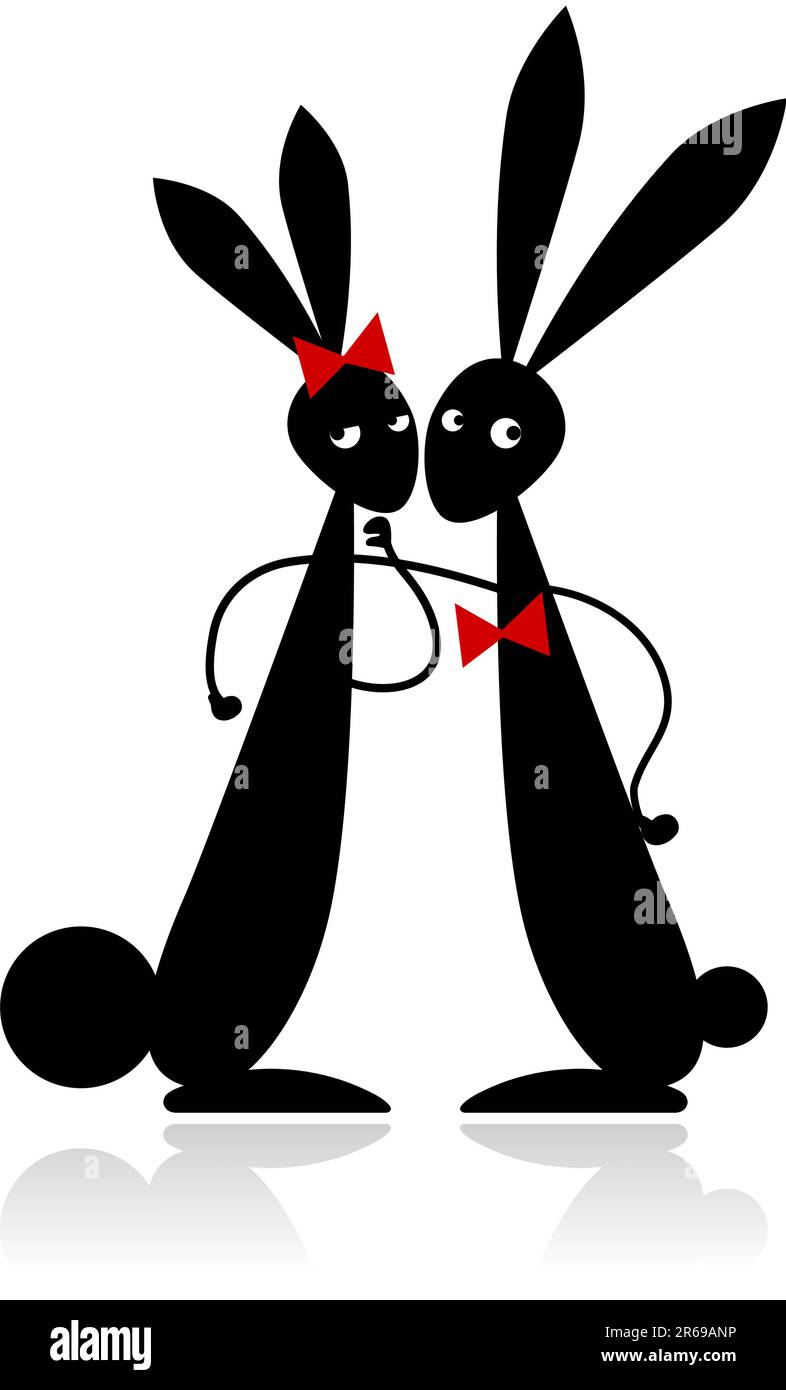 Couple of rabbits, black silhouette for your design Stock Vector Image ...