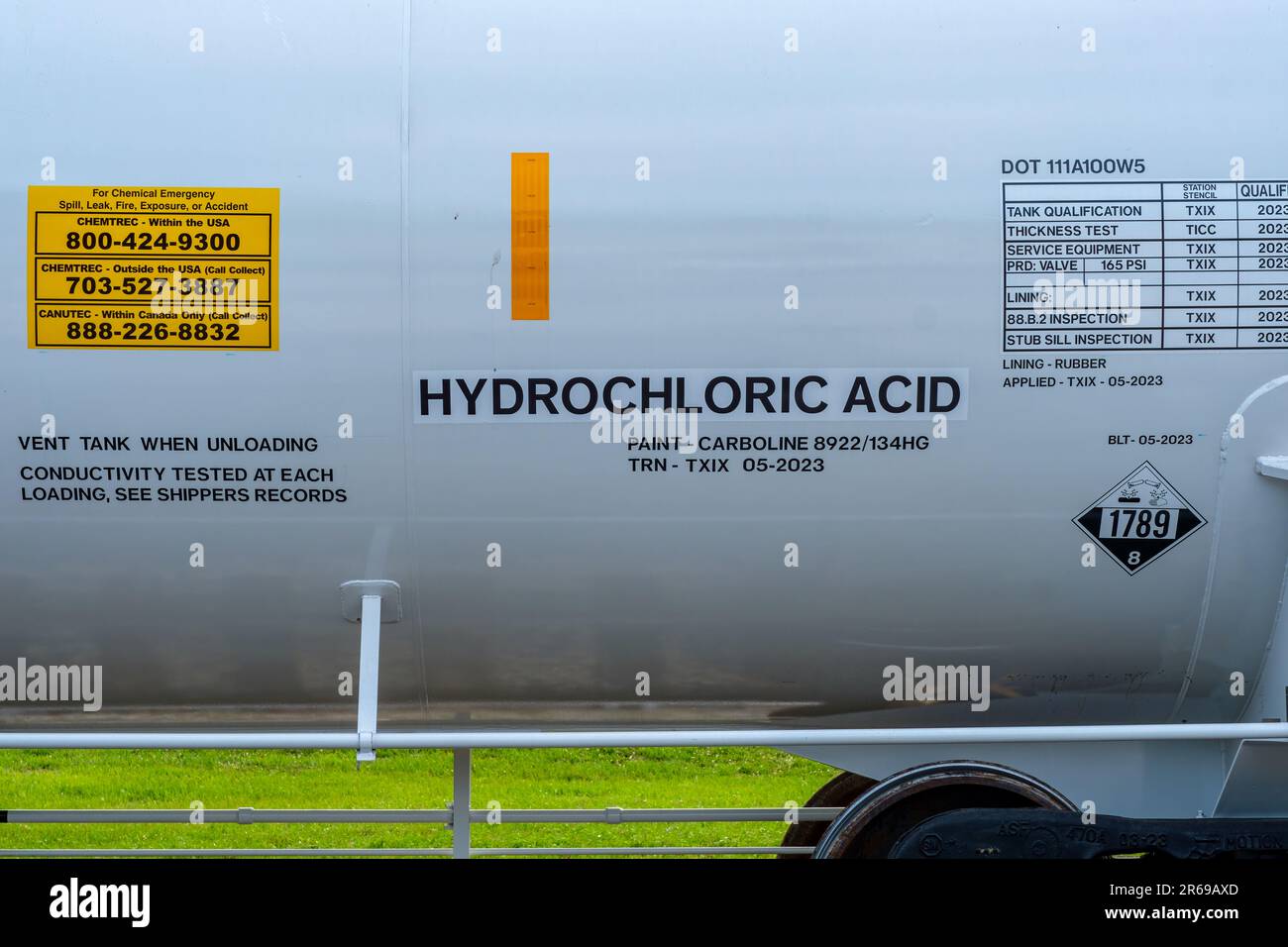 NEW ORLEANS, LA, USA - JUNE 5, 2023: Exterior of railway tank car ...
