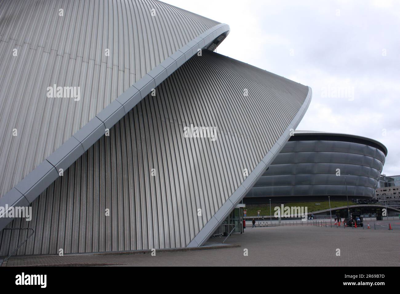 The SEC Armadillo by the River Clyde in grey weather taken at noon ...