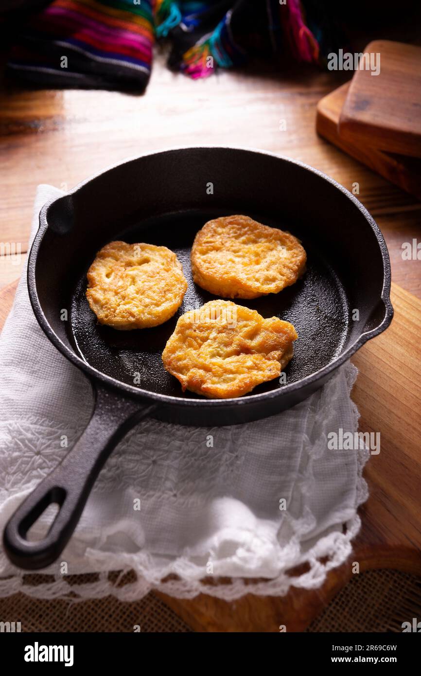 Tortitas de Pollo. Chicken pancakes. Popular recipe in Mexico and Latin ...