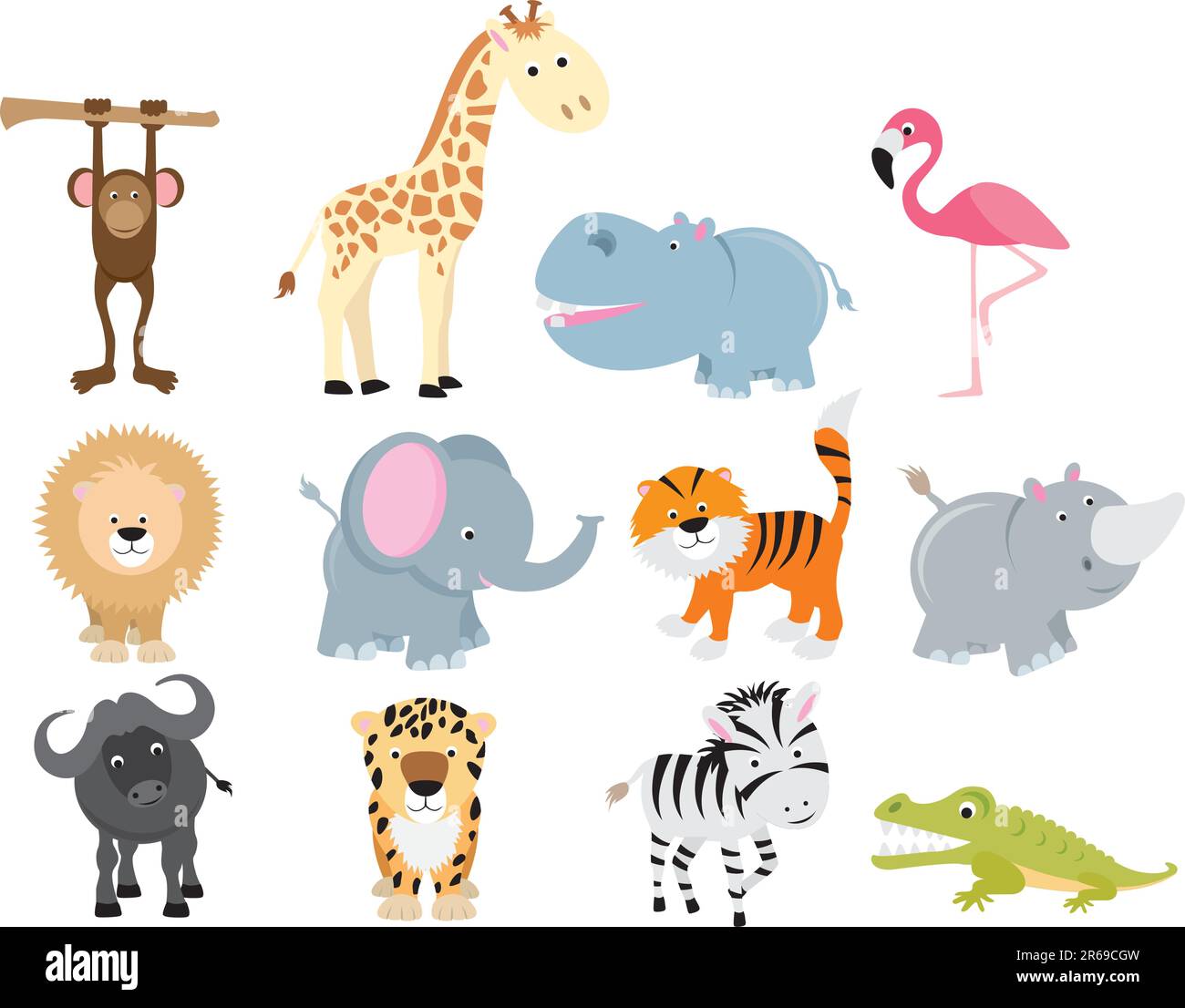 set of animal icons and cartoons of wild animals Stock Vector Image ...