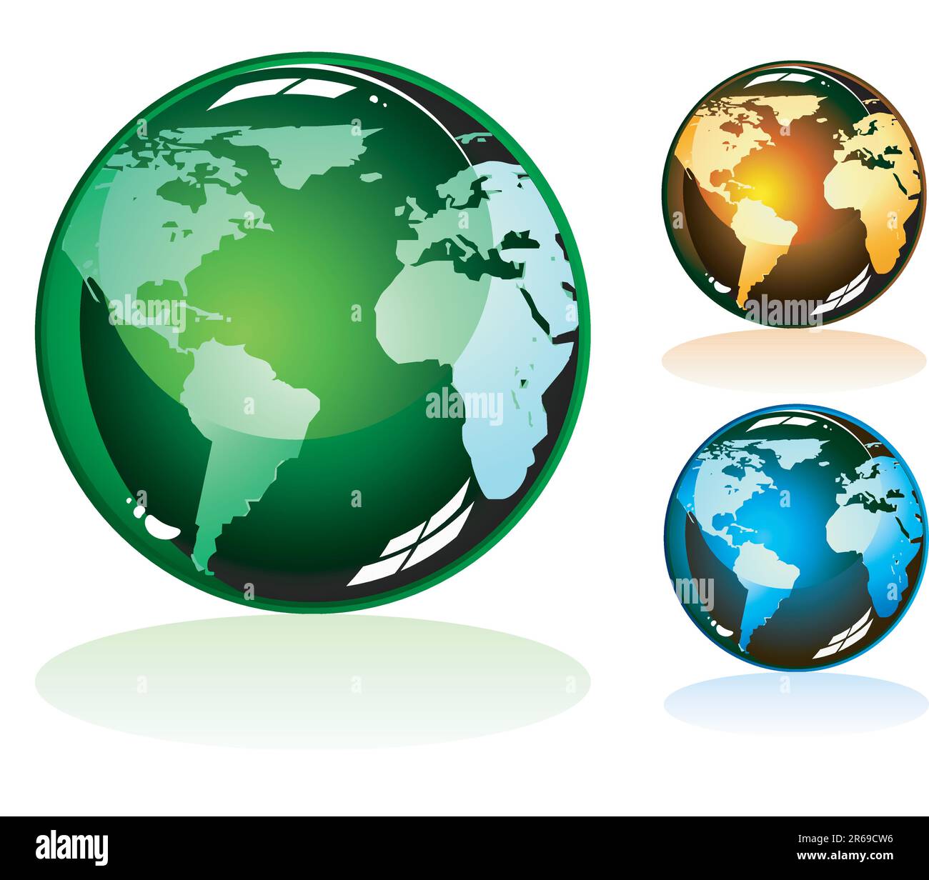 Glossy Earth Icons with 3 unique colors Stock Vector Image & Art - Alamy