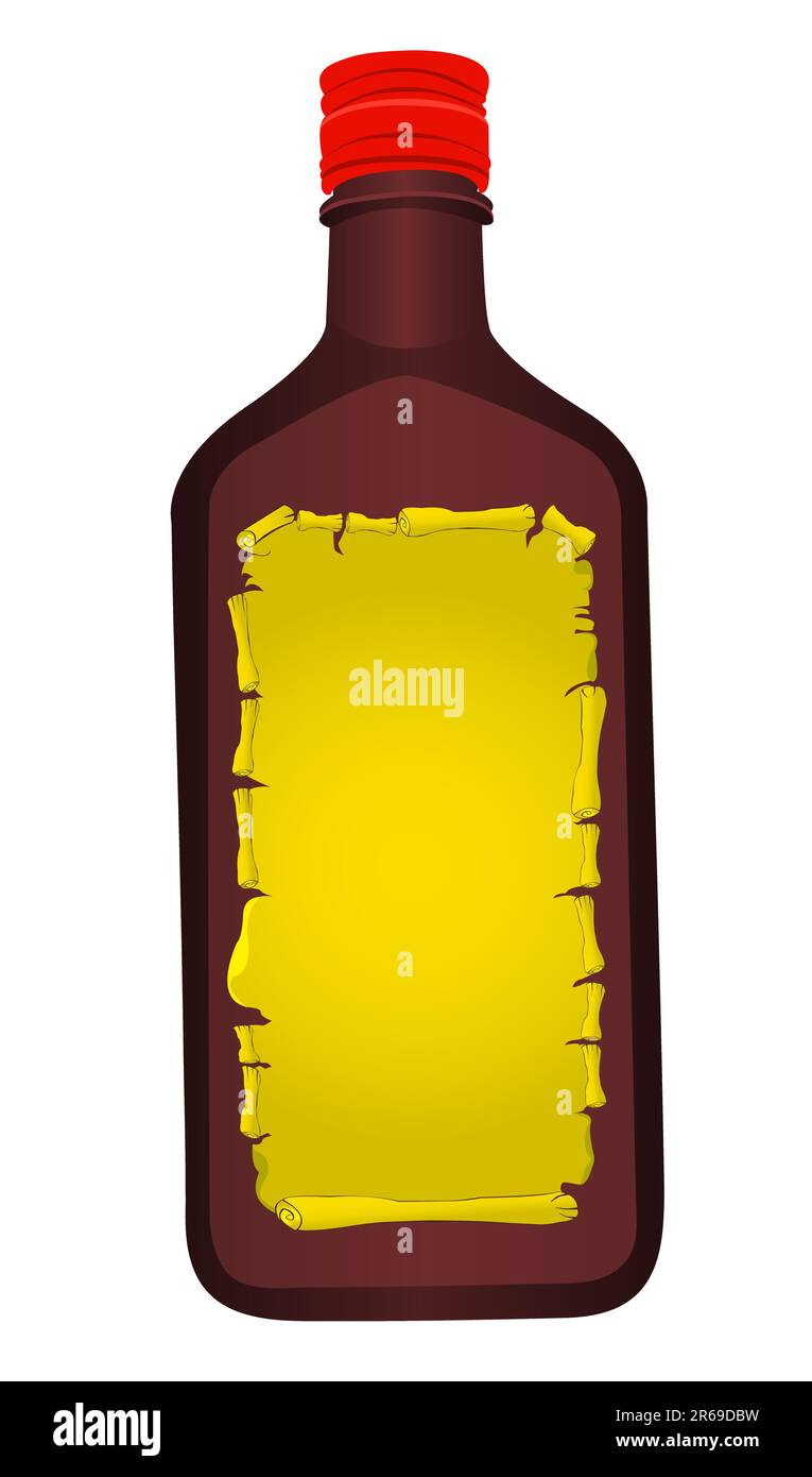 Vector illustration of a bottle with empty label isolated on white ...