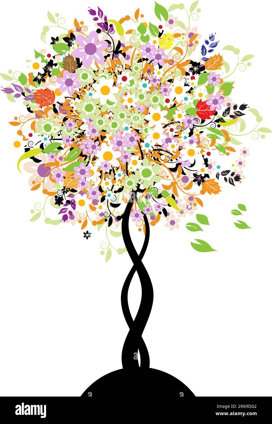 Large floral painting Stock Vector Images - Alamy