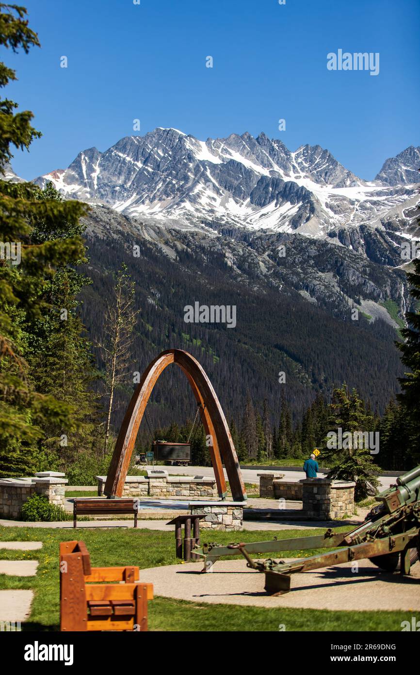 The monument at Rogers Pass commemorating the completion of the Trans ...