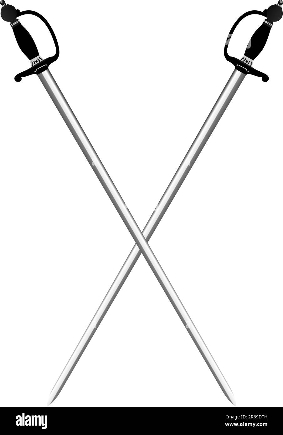 Illustration by two silver swords of white background - vector Stock ...
