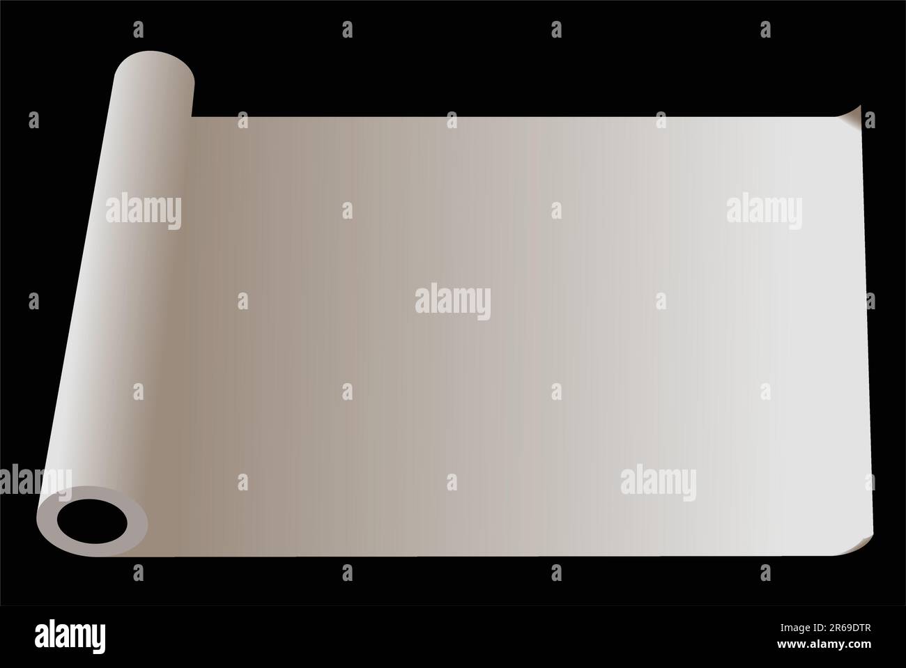 Developed roll of paper isolated on black background. Vector Stock ...