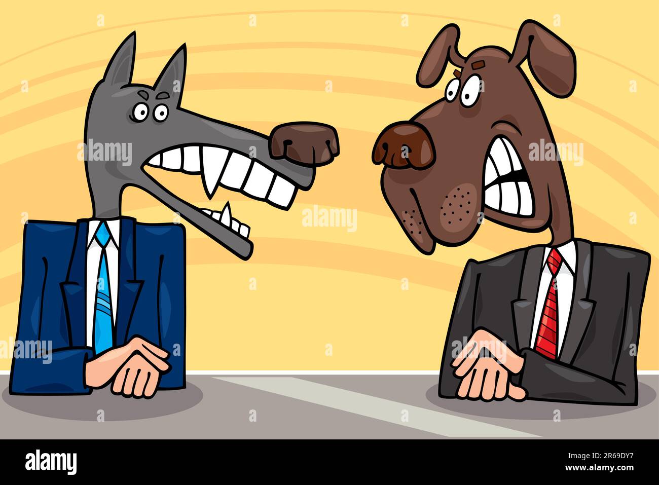 cartoon illustration of two antagonist politicians debate Stock Vector ...