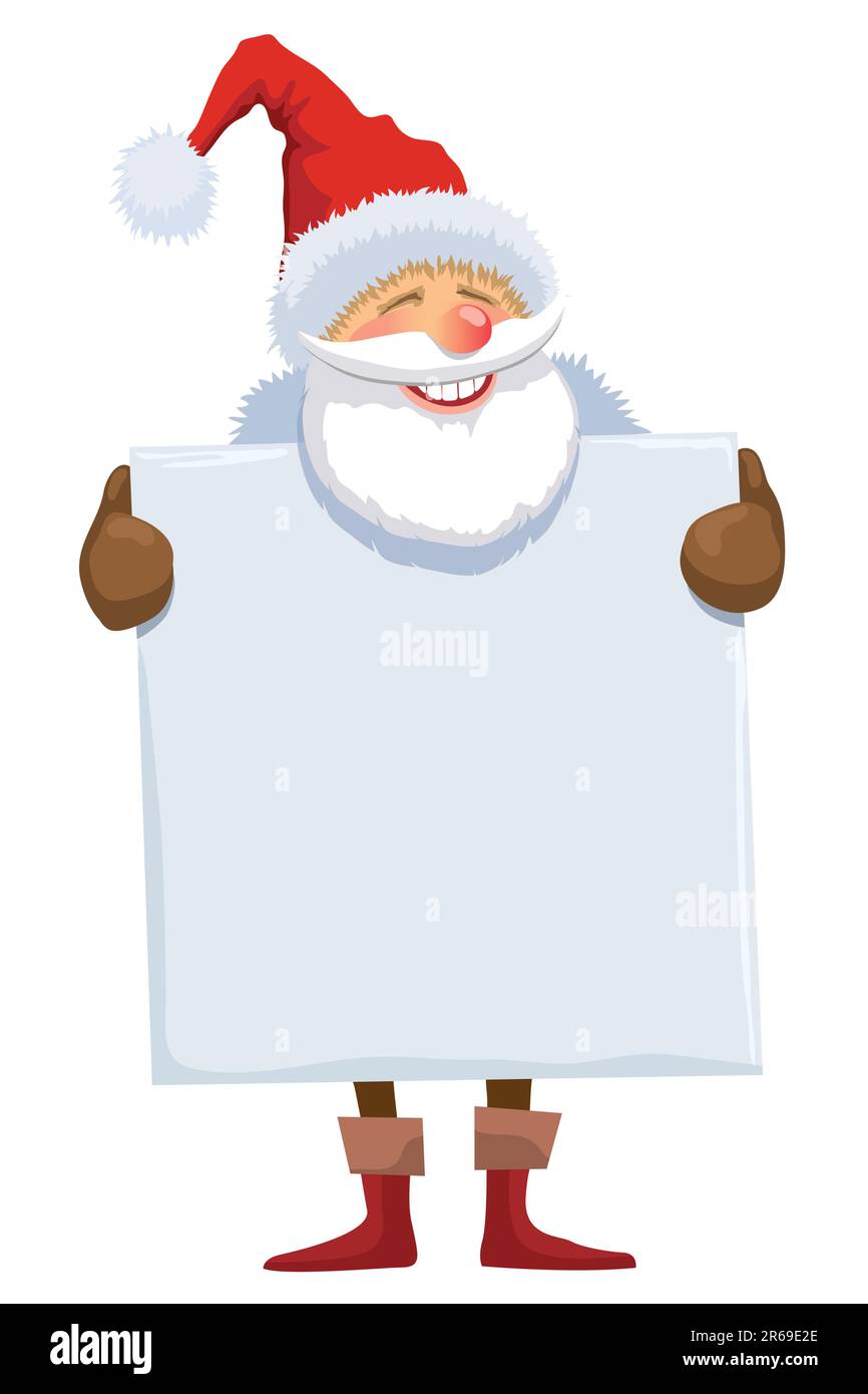 Santa Claus with blank poster on a white background Stock Vector Image ...