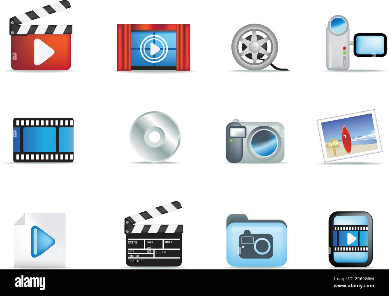 movie, entertainment and photographic detailed icon set Stock Vector ...