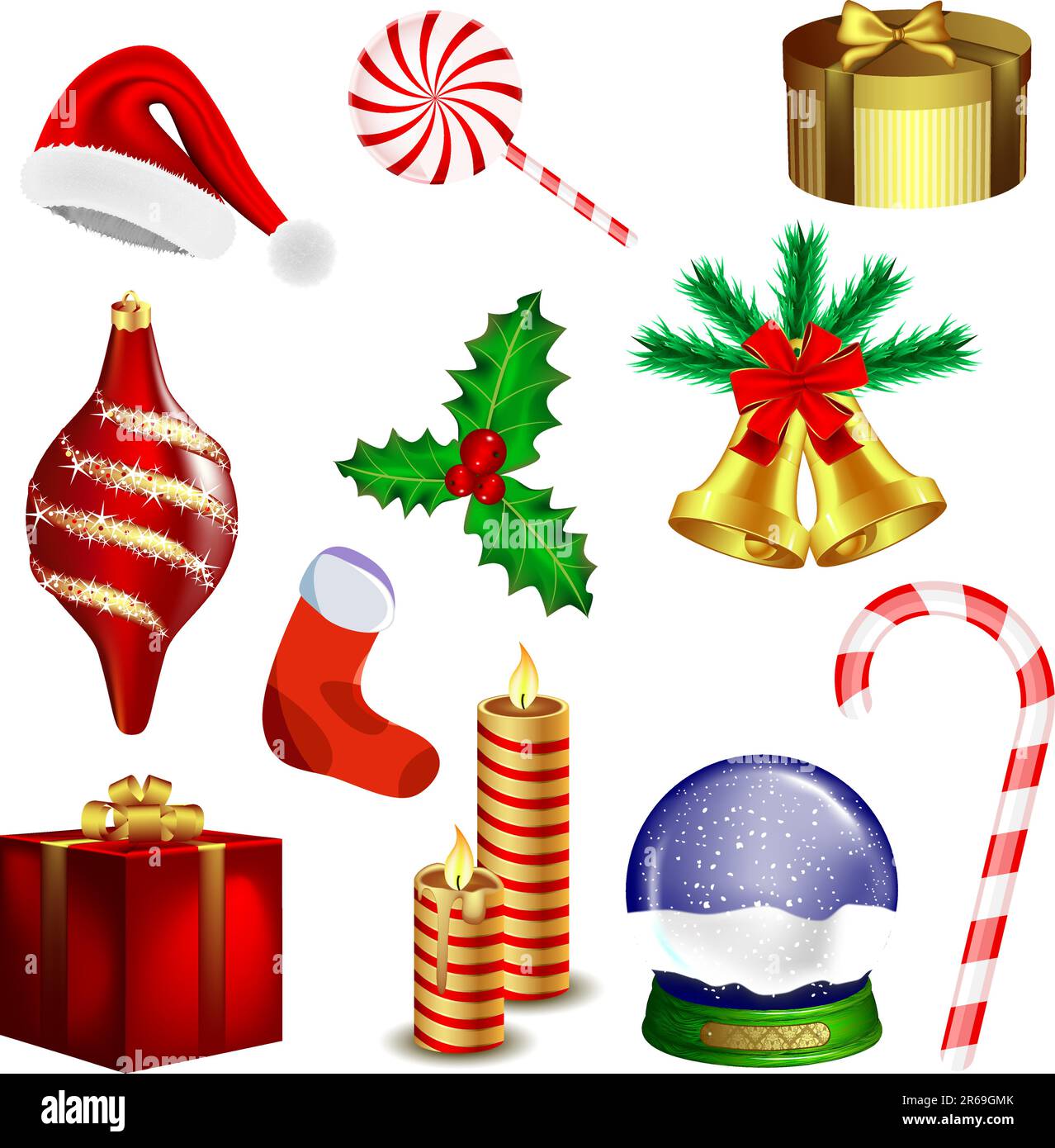 Collection of highly detailed christmas vector illustrations Stock ...