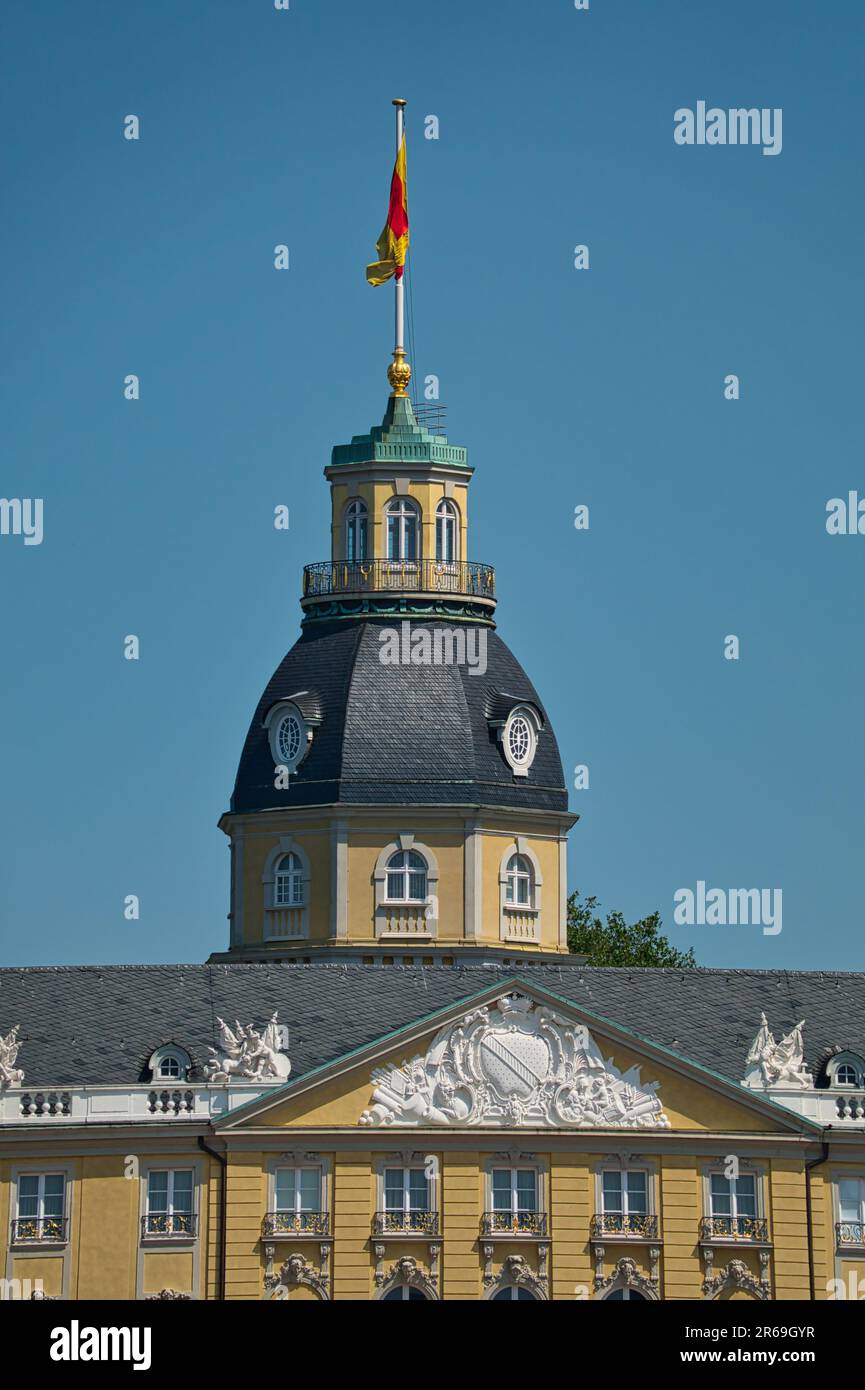 A vibrant shot of the historic Museum of Baden in Karlsruhe, Germany ...