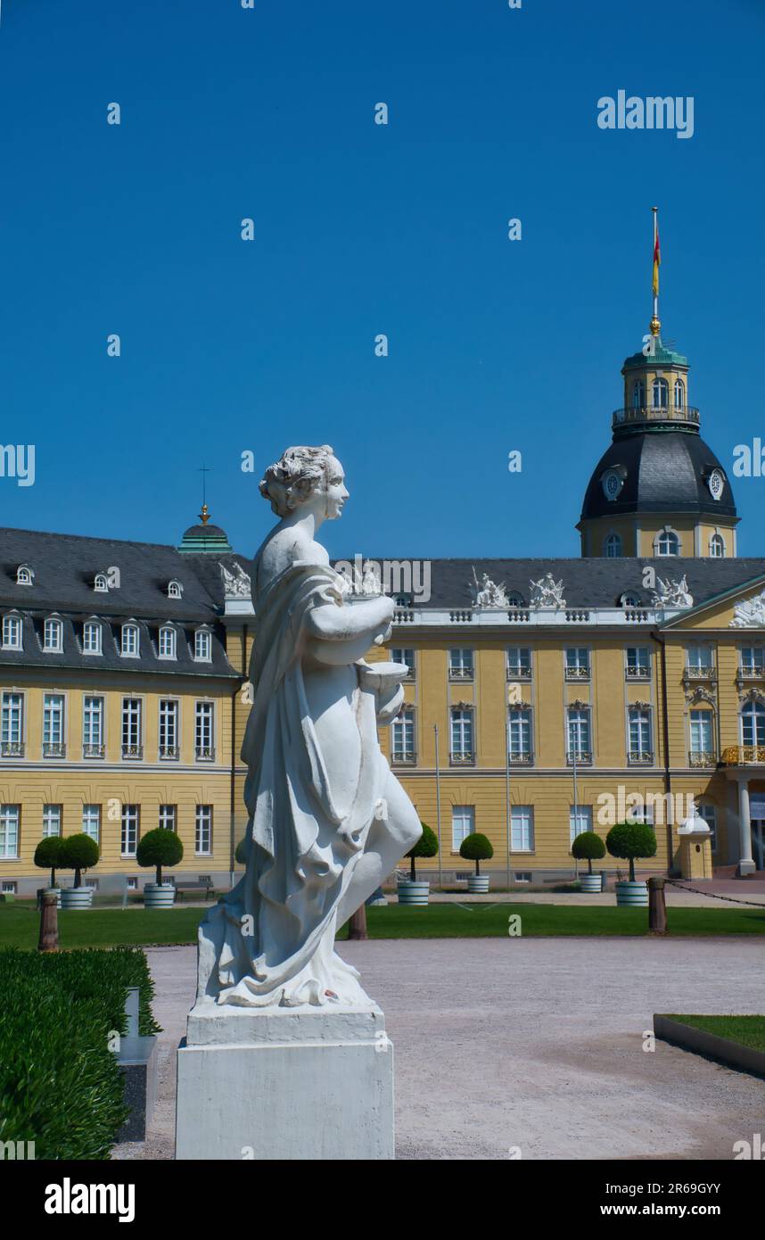 A vibrant shot of the historic Museum of Baden in Karlsruhe, Germany ...