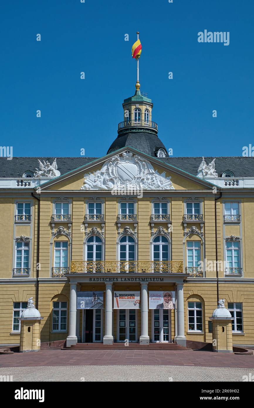 A vibrant shot of the historic Museum of Baden in Karlsruhe, Germany ...