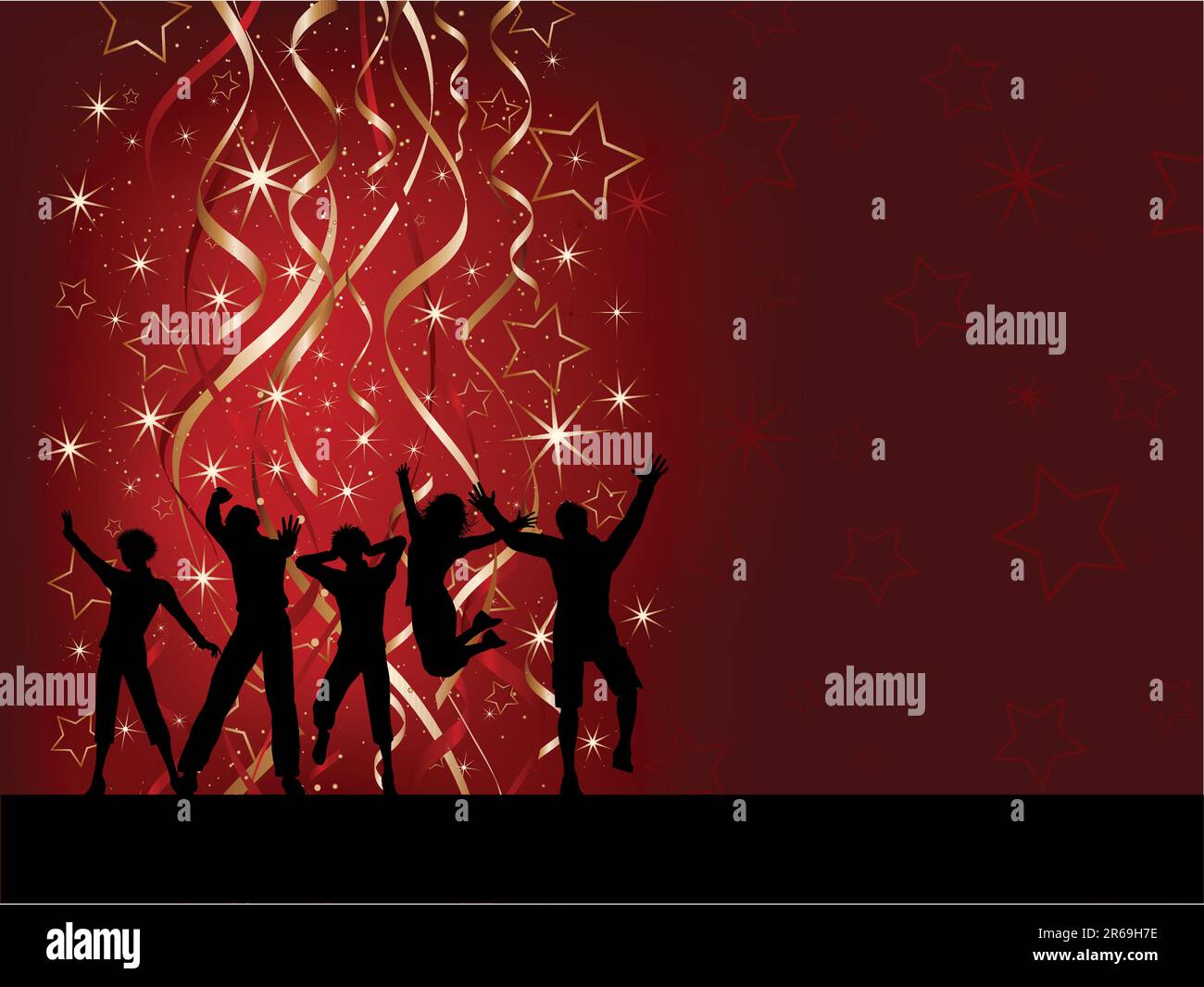 Silhouettes of people dancing on a Christmas background Stock Vector ...