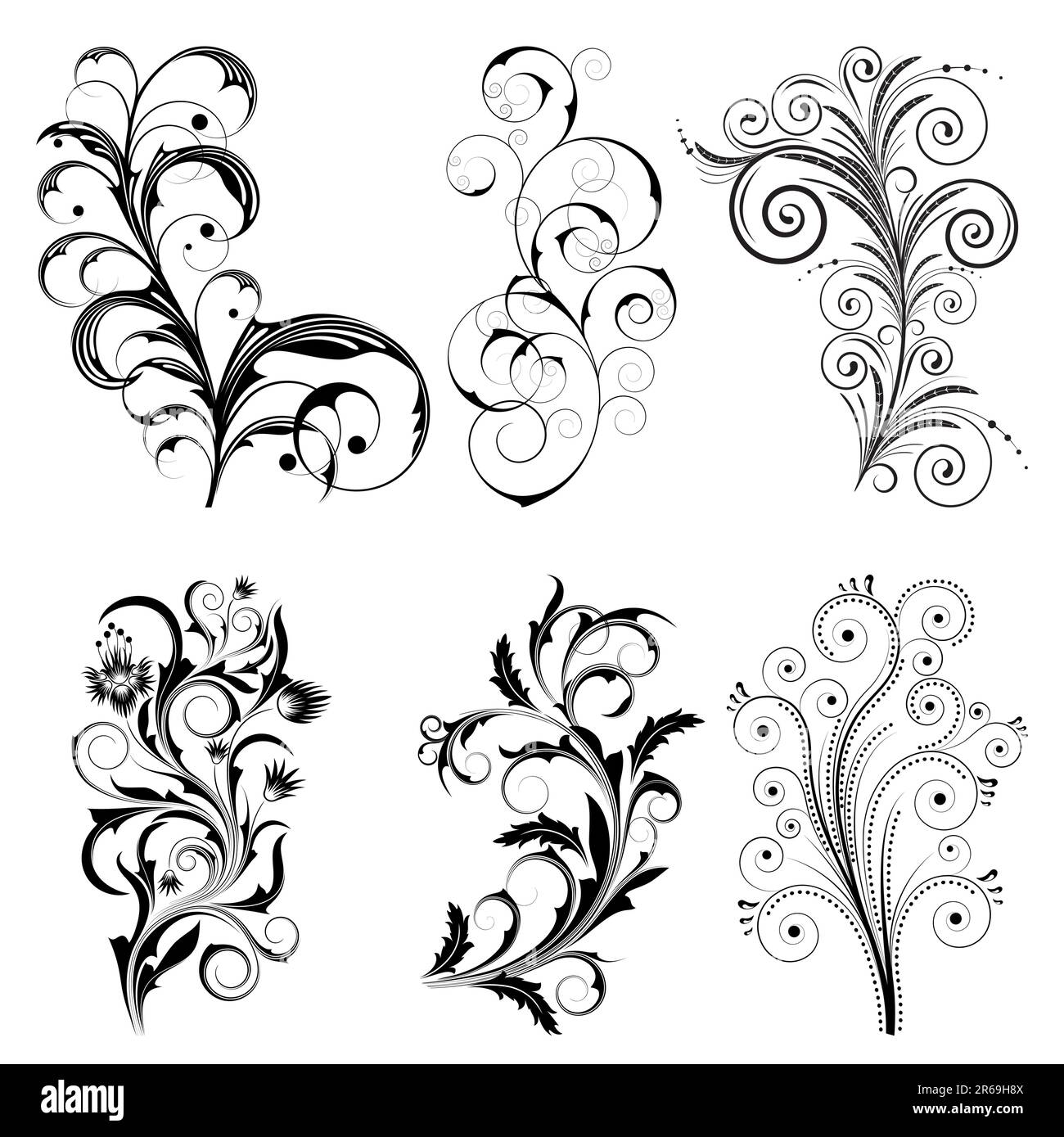 Set from black design elements on a white background Stock Vector Image ...