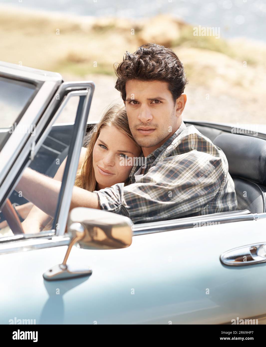 My relaxing drive with my lady. A young couple riding together in a ...