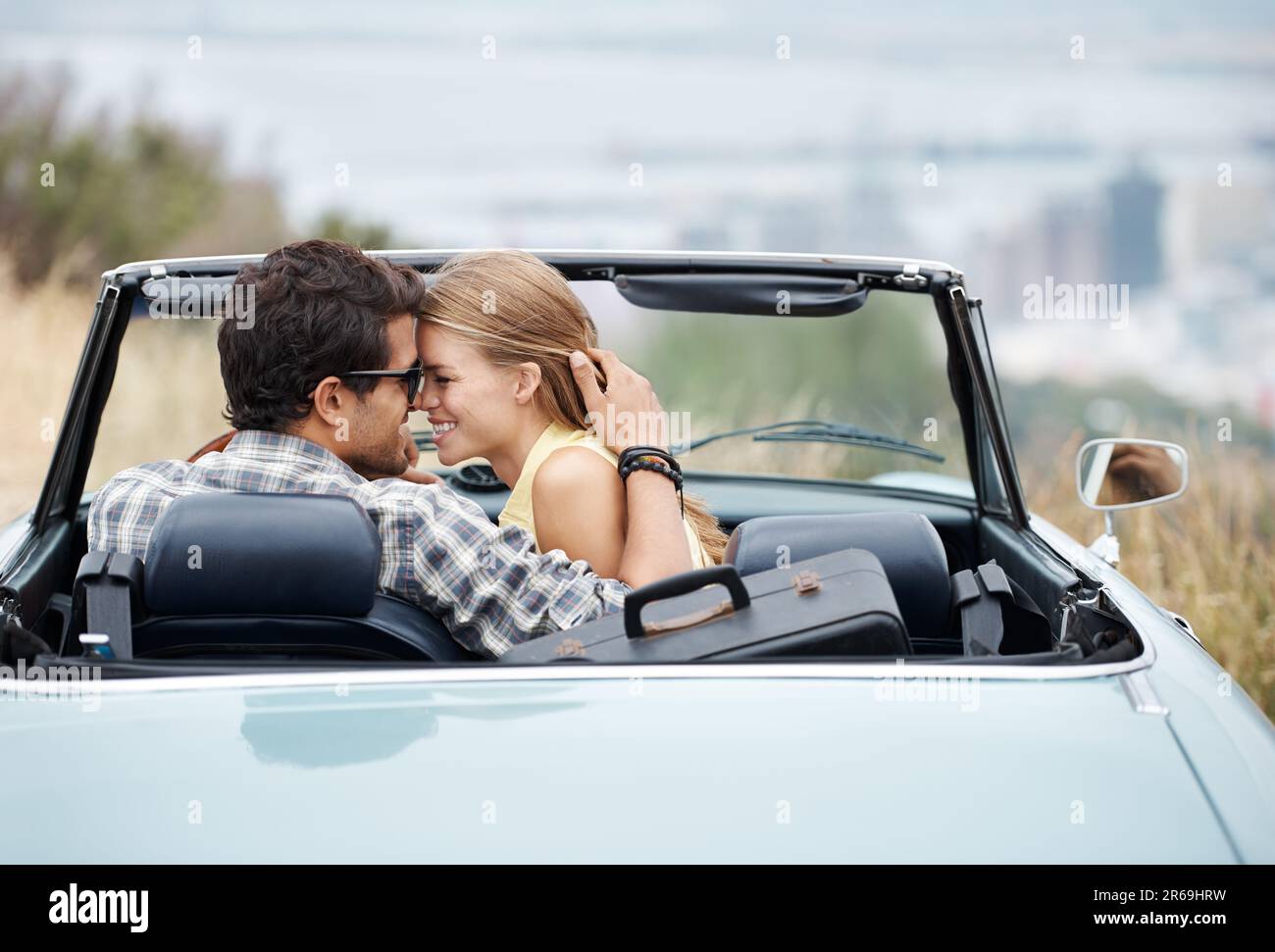 Enjoying an afternoon at the lookout...An attractive young couple in ...