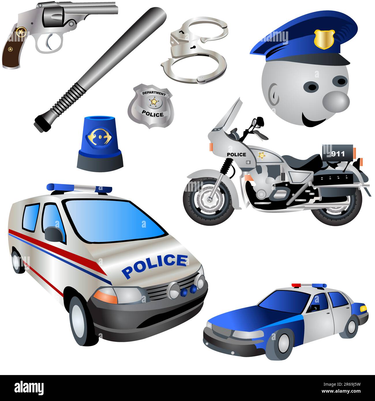 Vector illustration Set of nine colored police icons Stock Vector Image ...