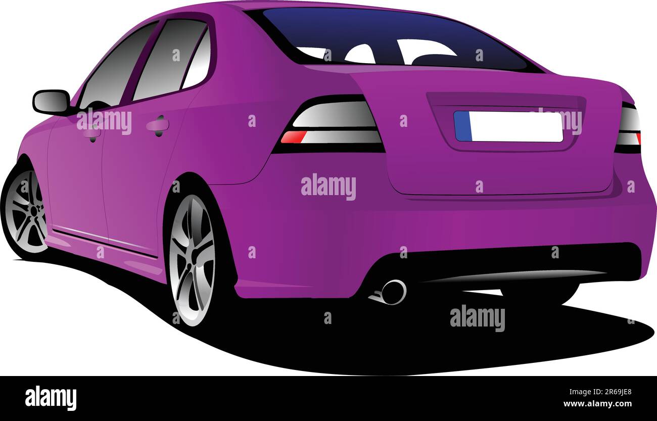 Purple colored car sedan on the road. Vector illustration Stock Vector ...