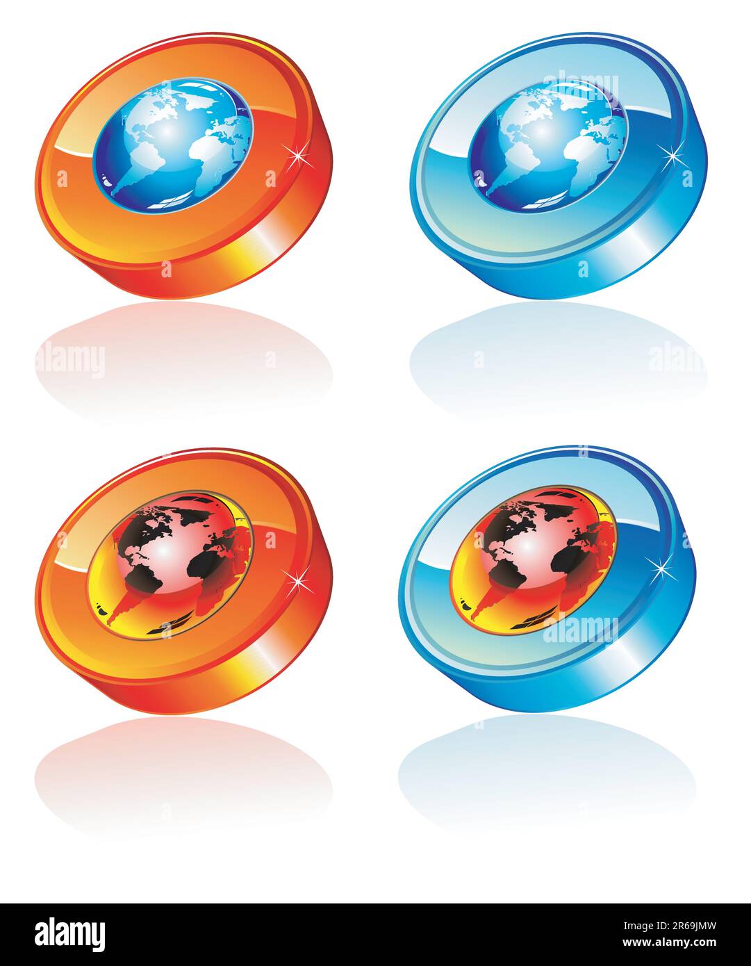 3D Glossy Earth Icon with reflection Stock Vector Image & Art - Alamy