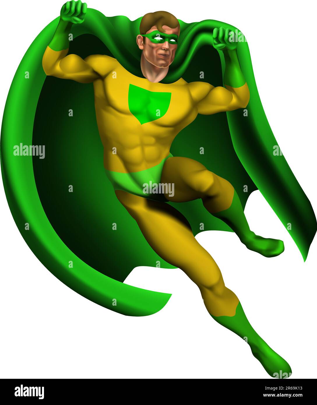 Illustration of an amazing superhero dressed in yellow and green ...