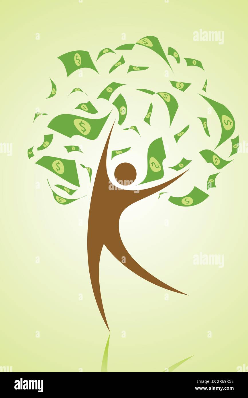 illustration of money tree with human as stem Stock Vector Image & Art ...