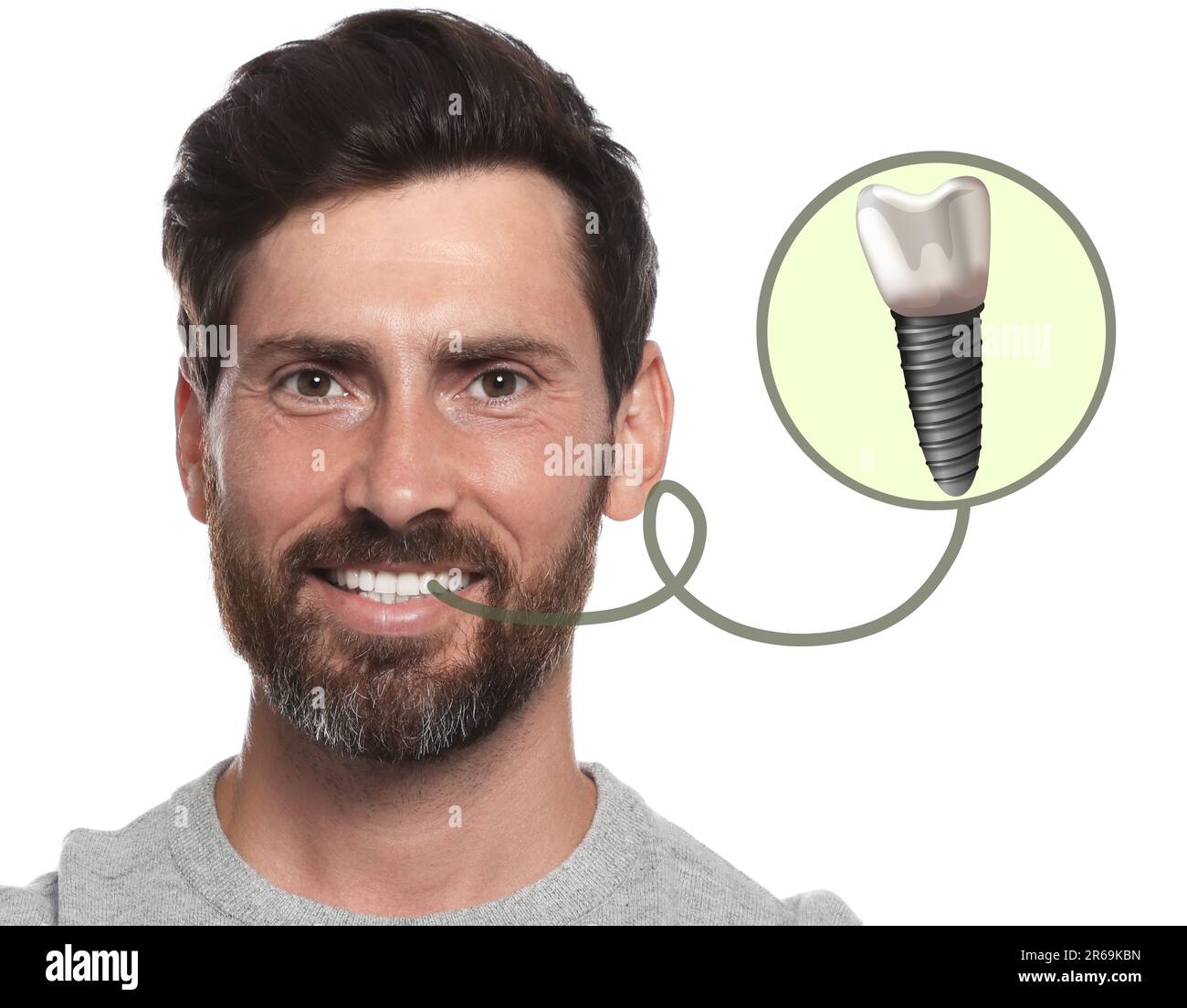 Happy man with perfect teeth smiling on white background. Illustration ...