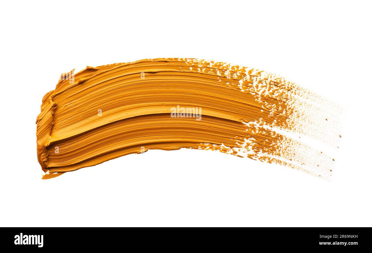 Light brown oil paint stroke on white background, top view Stock Photo ...