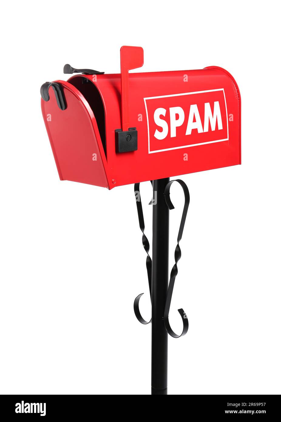 Red letter box with word Spam on white background Stock Photo - Alamy