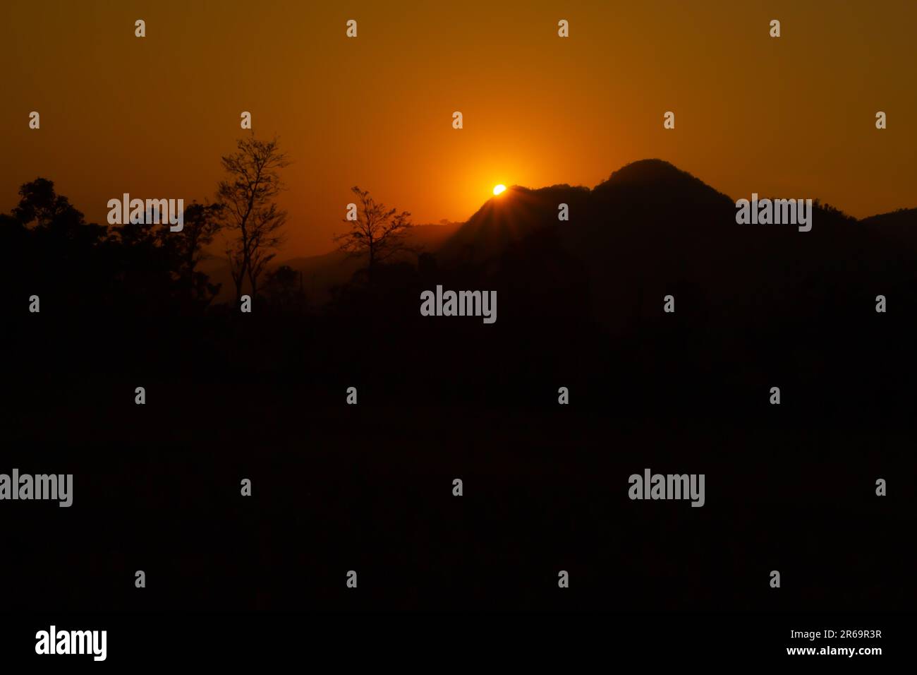photo of sun, hill, forest, trees Stock Photo - Alamy