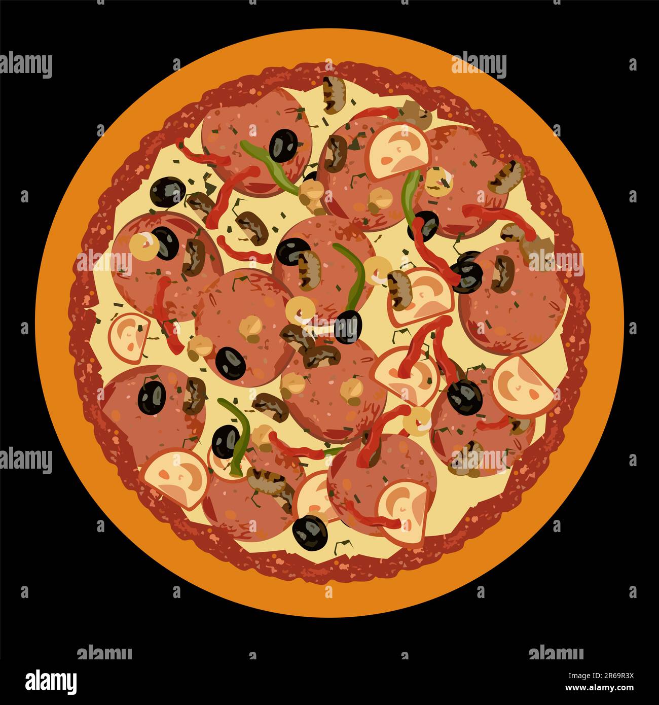 Realistic illustration pizza on black background - vector Stock Vector ...