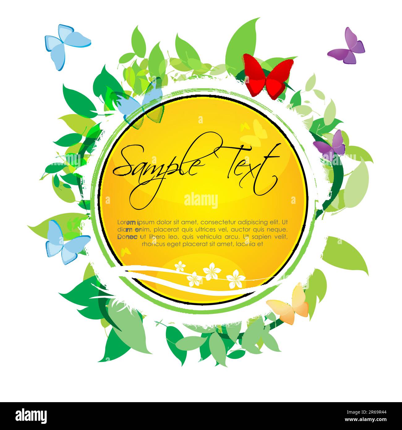 illustration of sample text in floral frame Stock Vector Image & Art ...