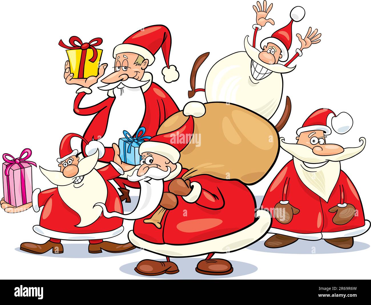 illustration of five santa clauses group Stock Vector Image & Art - Alamy