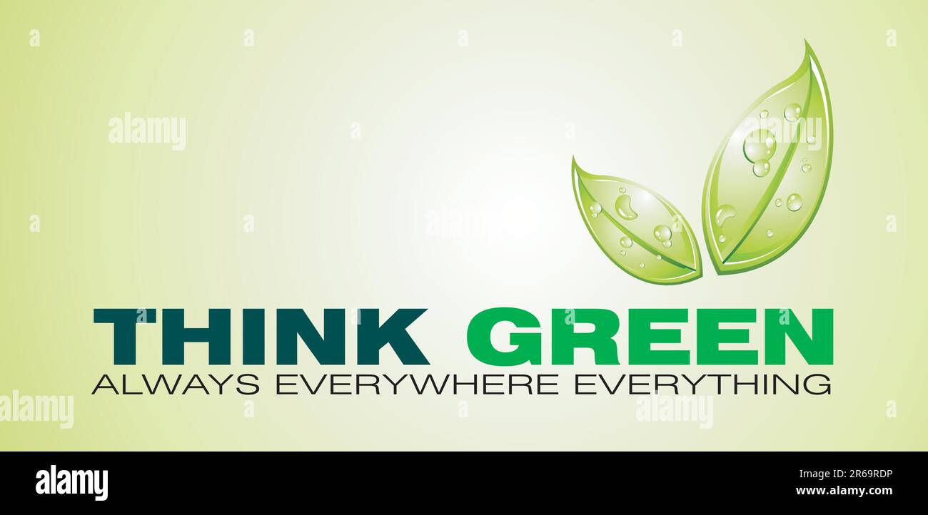 Think green card with beautiful leaves and water drops Stock Vector ...