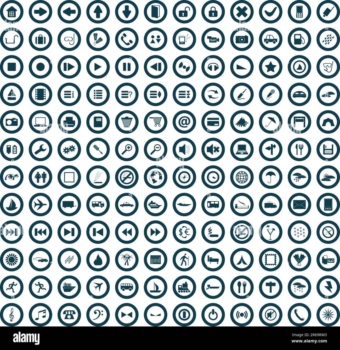 Biggest collection of different icons for using in web design Stock ...