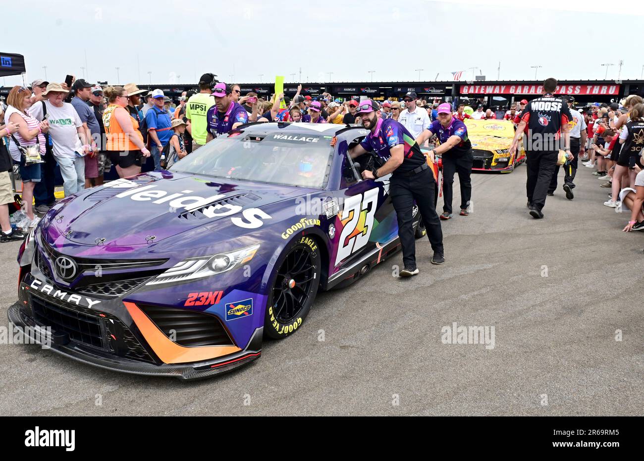 MADISON, IL - JUNE 04: Crew members for driver Bubba Wallace (#23 23XI ...