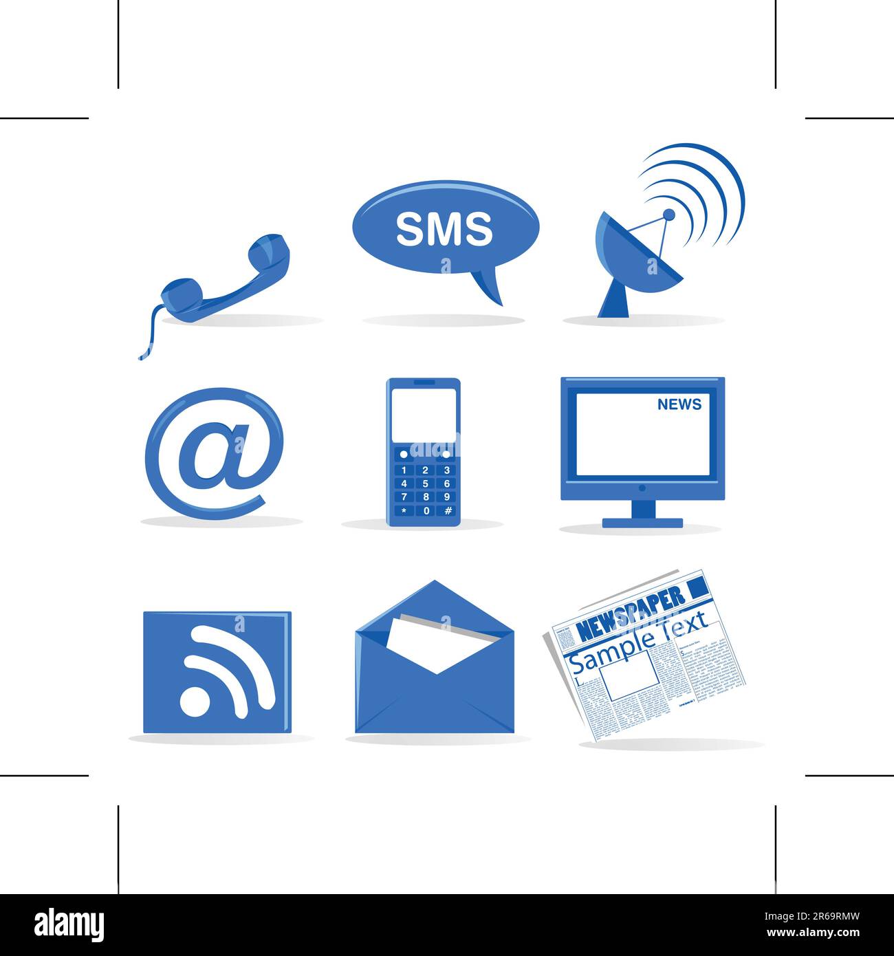 illustration of set of communiction icons on an isolated background ...
