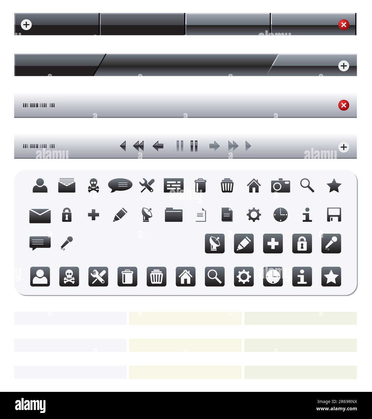 vector icon set with the elements of the interface, black Stock Vector ...