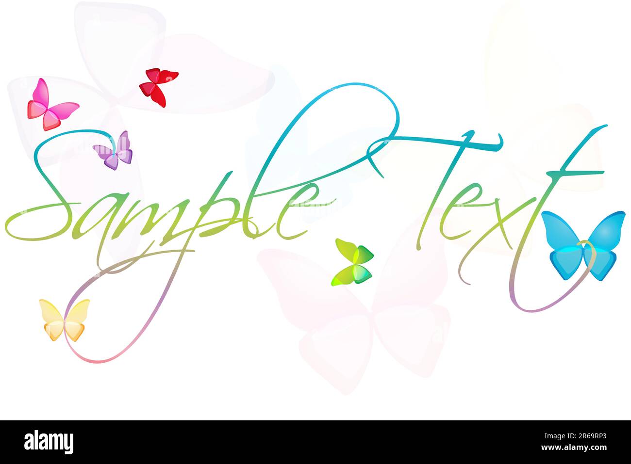 illustration of sample text with butterflies on an isolated background ...