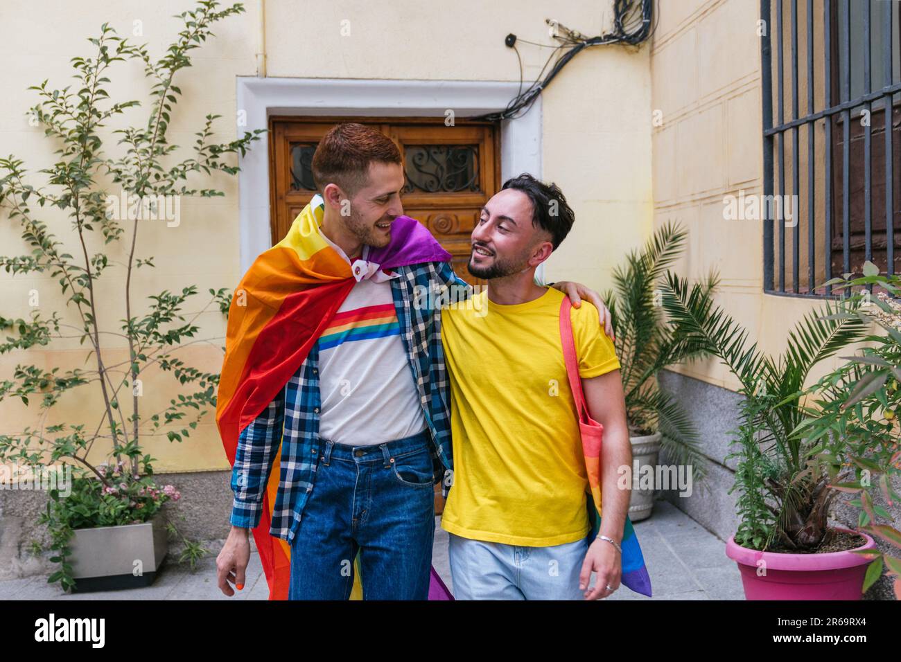 Radiant Gay Love: Handsome Couple Embracing, Proudly Displaying LGBTQ ...