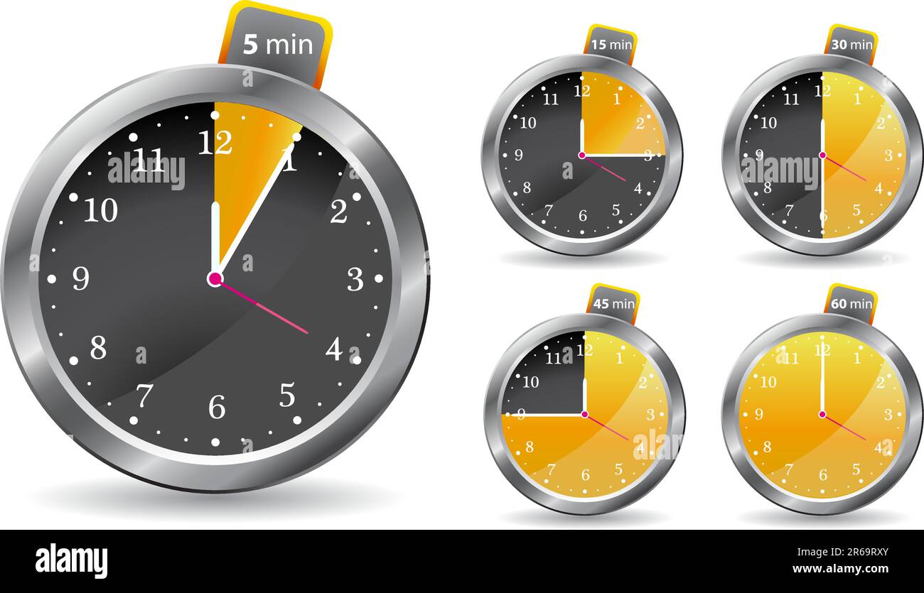 black timer clock. vector illustration isolated on white background ...