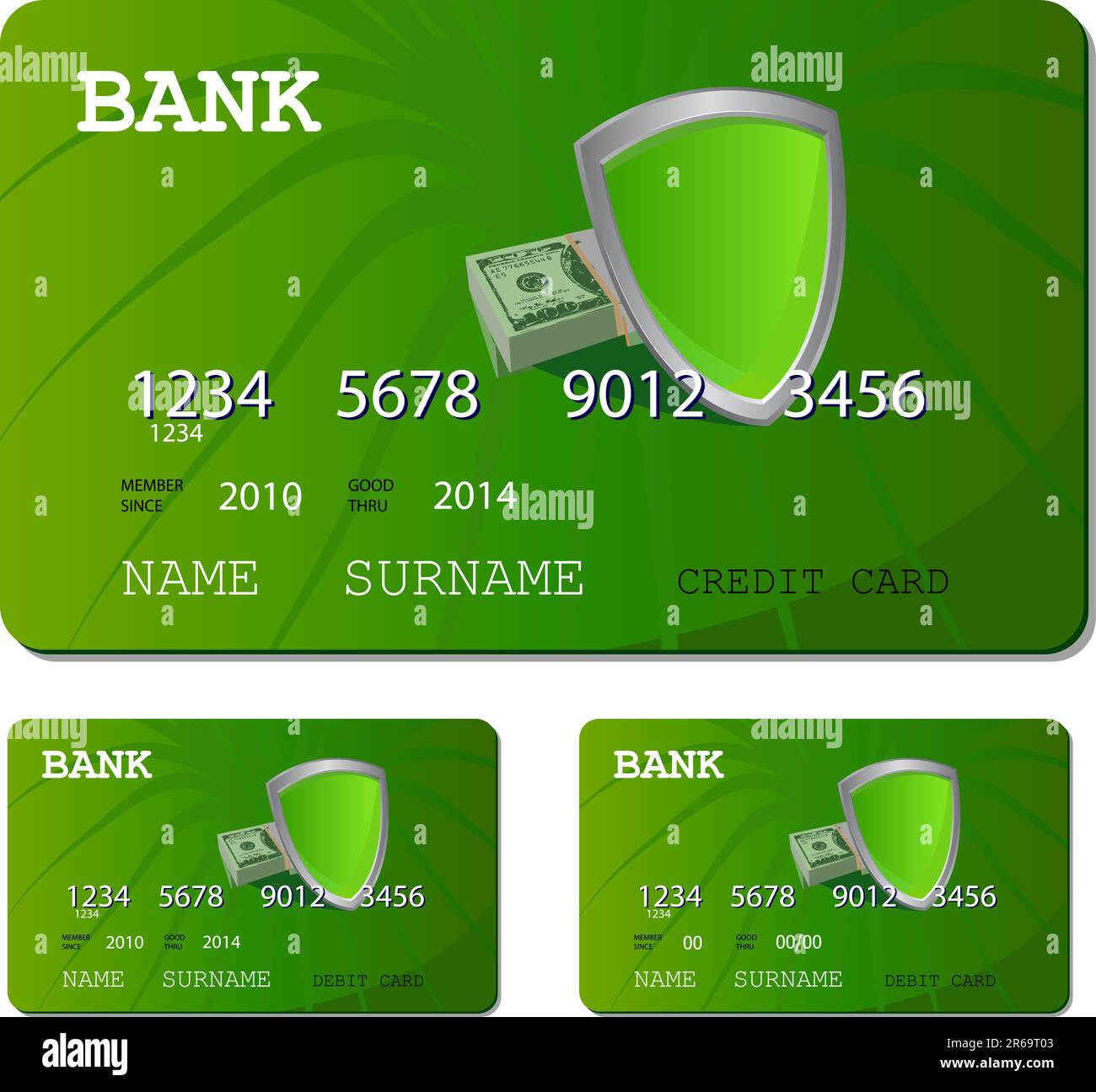 credit or debit green card isolated on white background Stock Vector ...
